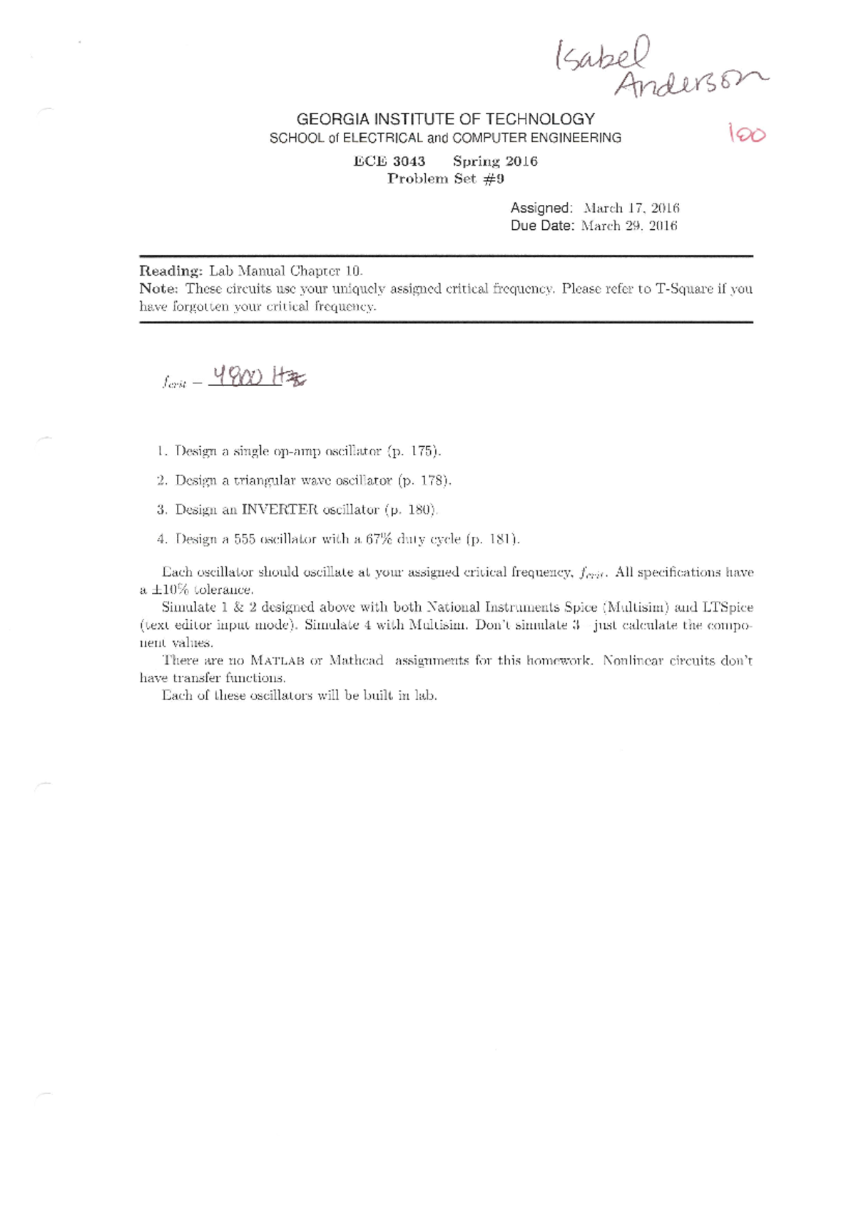 3043 hw 9 - Exam Practice - ECE 3043 - Studocu