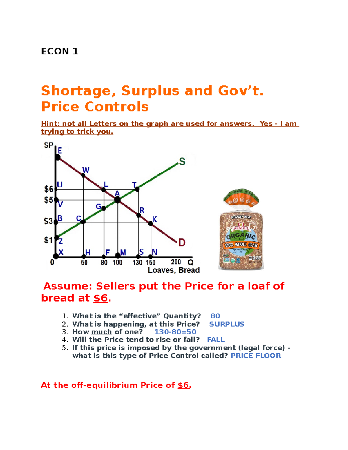 Assignment 11 Assignment 11 Assignment 11 - ECON 1 Shortage, Surplus ...