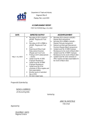 4. Accomplishment Report April 16-30, 2022 - Department of Trade and ...