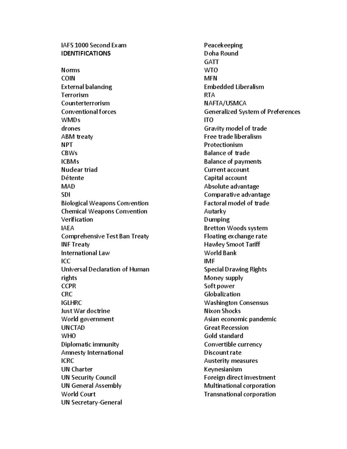 Second Exam IDs - study guide for exam 2 - IAFS 1000 Second Exam ...