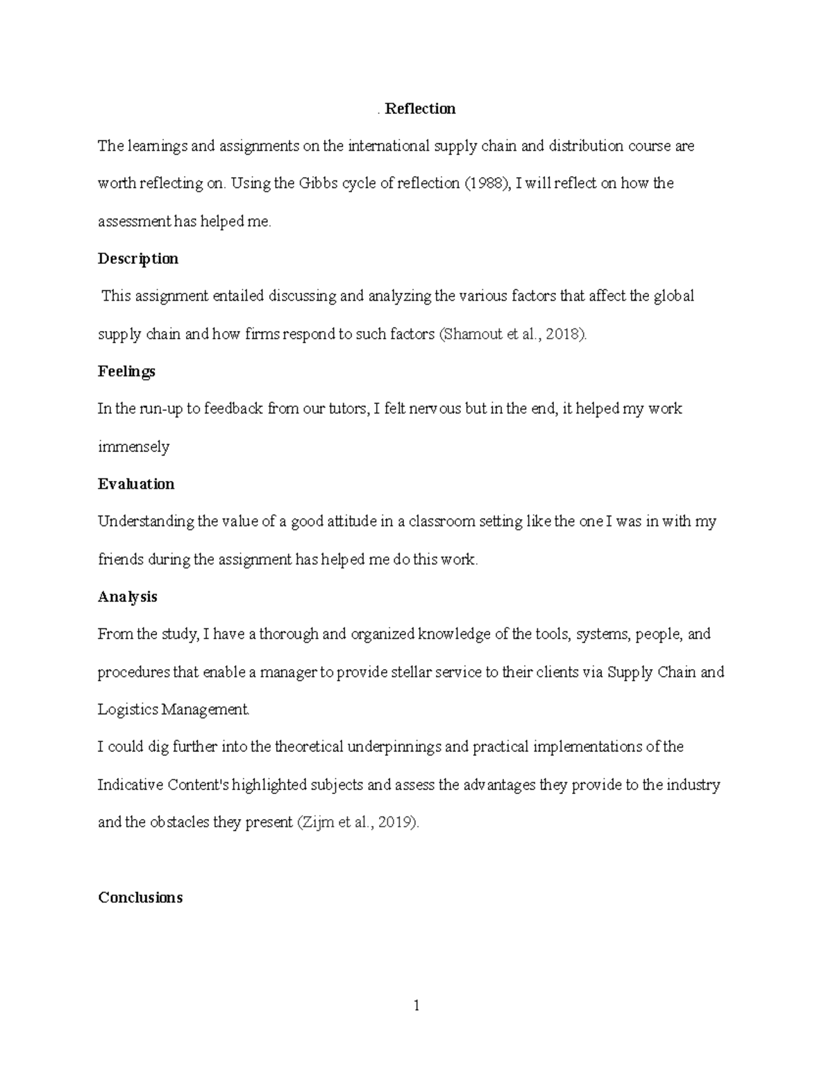 Reflection - . Reflection The learnings and assignments on the ...
