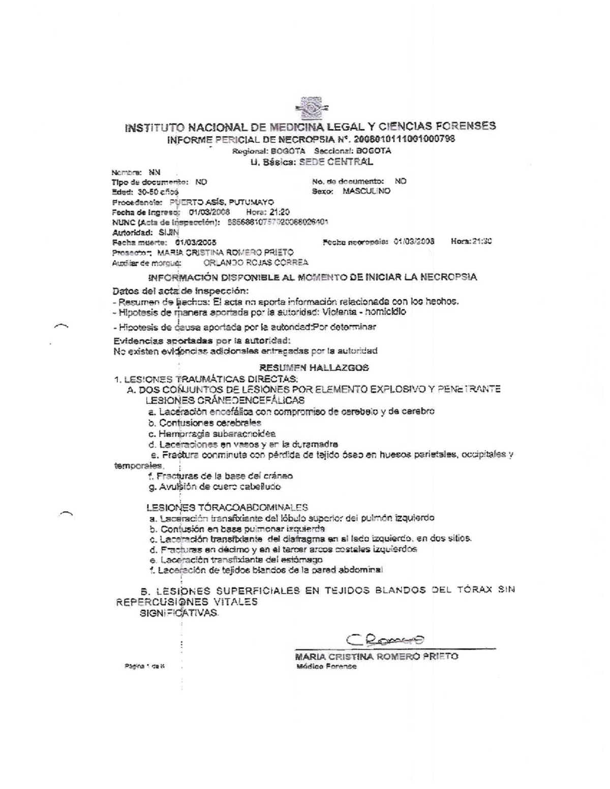 Informe - 456 - INSTiTUTO NACIONAL DE MEDICiNA LEGAL Y CtENClAS F0 ...