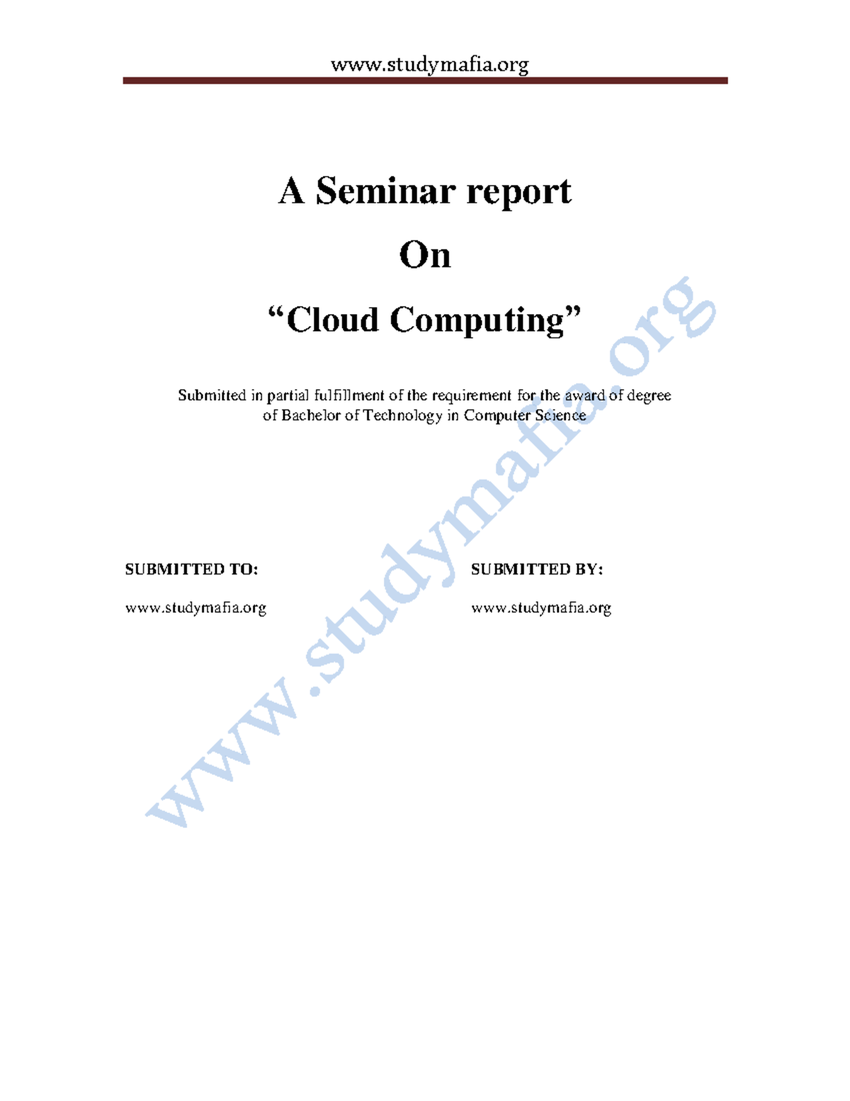 Cse-pdf-cloud-computing - A Seminar report On