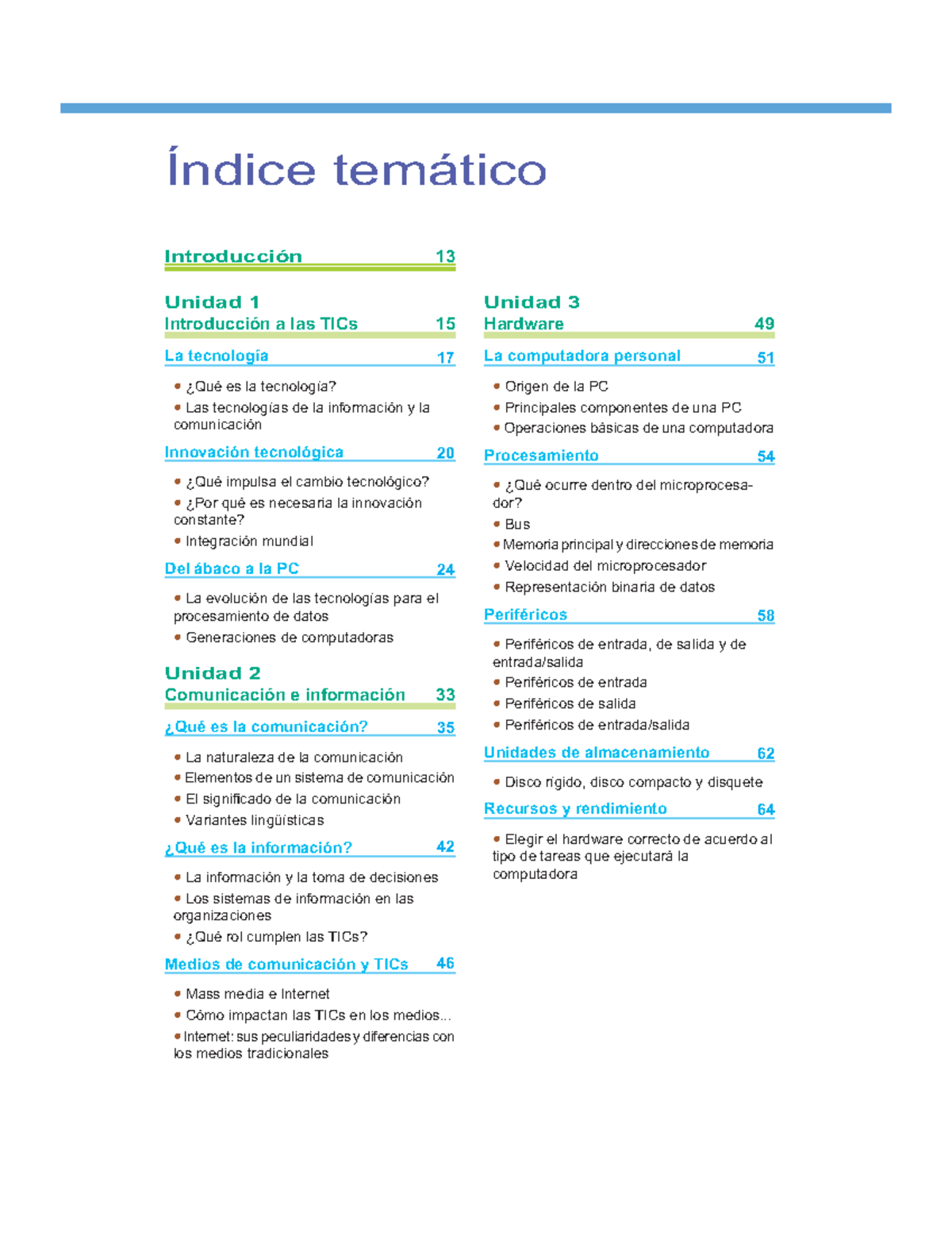 TIC4 Indice tematico - Es un libro para la enseñanza de alumnos de 4 ...