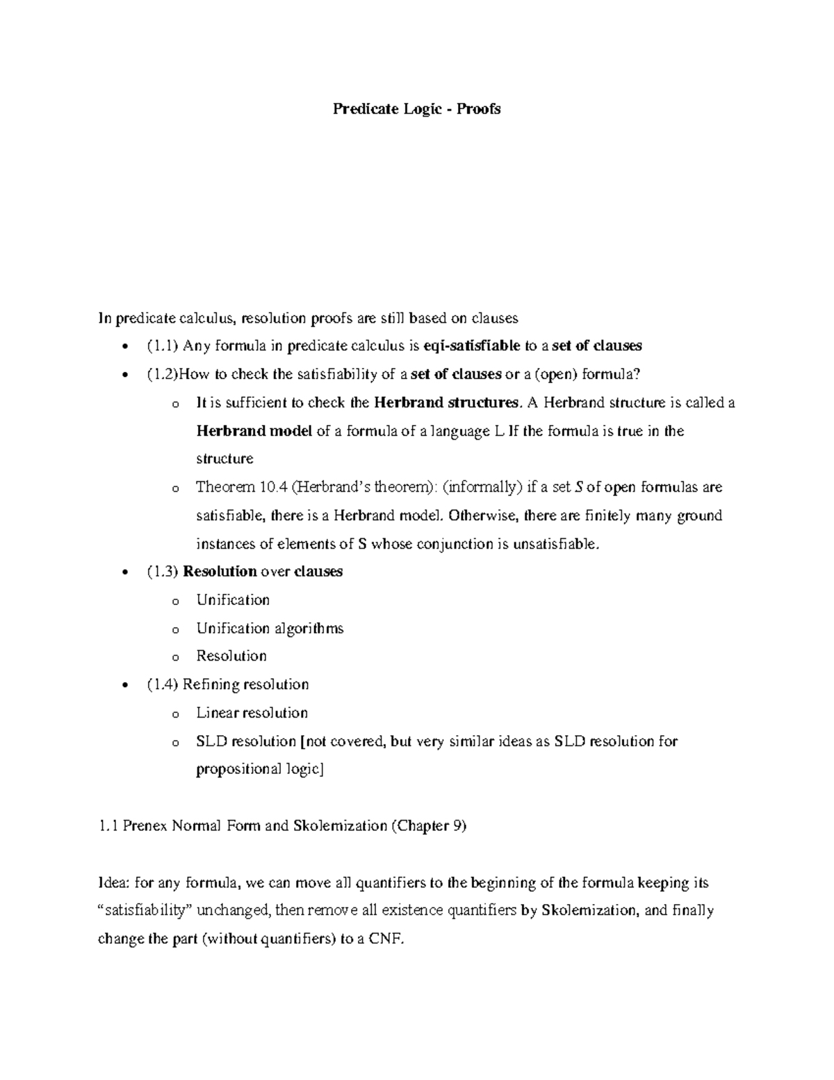 CS5374 Notes 6. - Predicate Logic - Proofs Motivations In propositional ...
