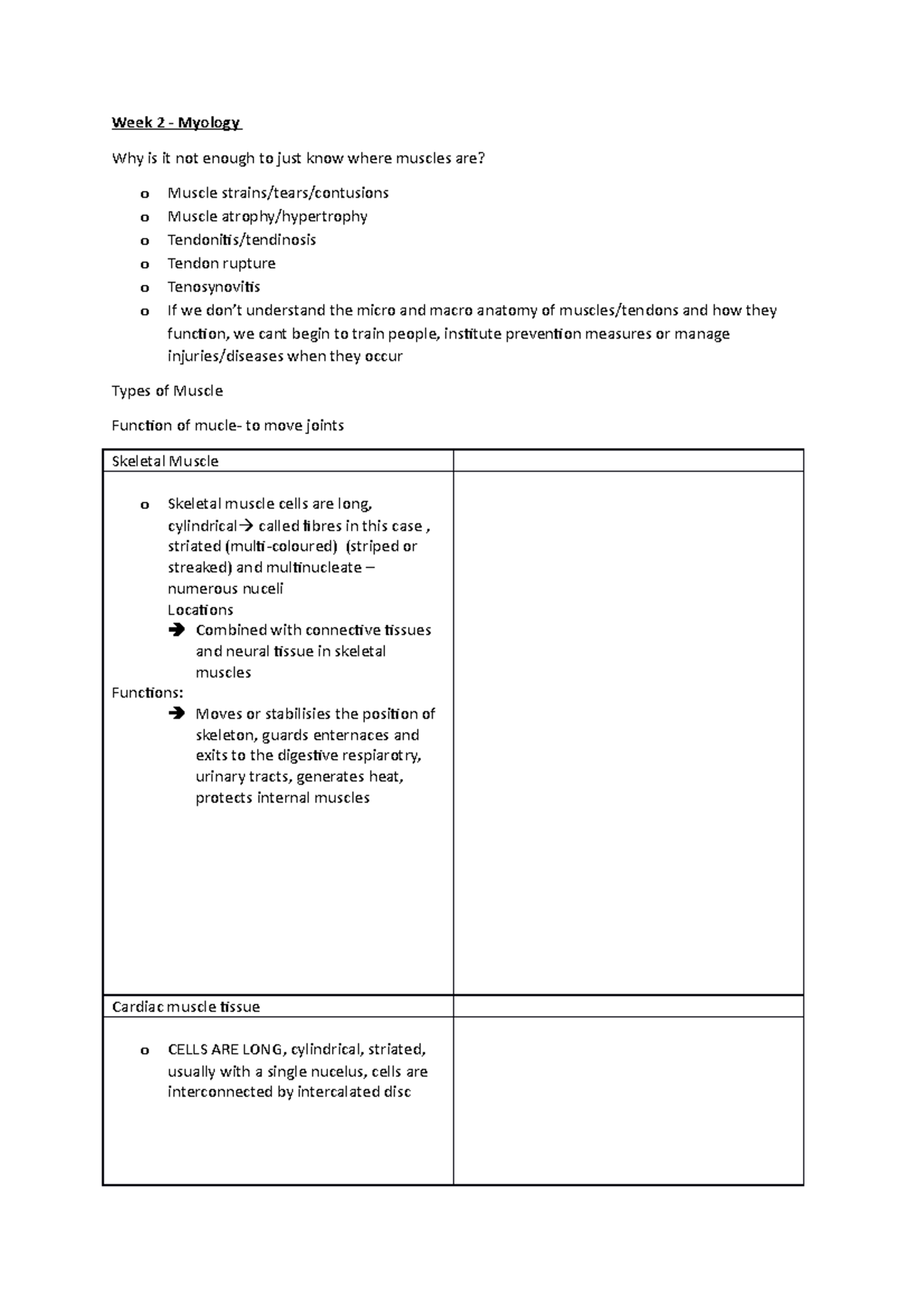 Week 2 - Lecture notes 2 - Week 2 - Myology Why is it not enough to ...