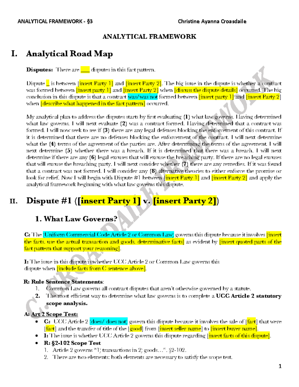 FILE 8335-4 - Alice Thomas - ANALYTICAL FRAMEWORK I. Analytical Road ...