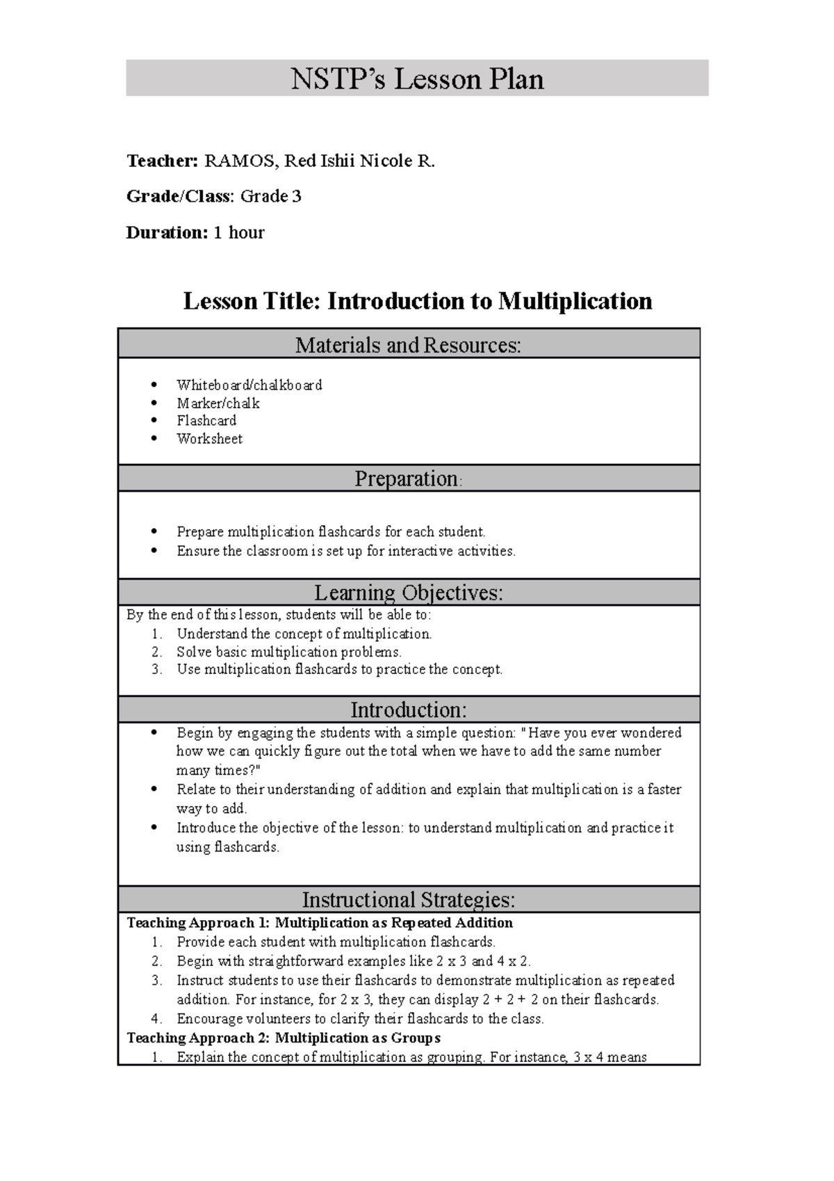 Lesson-Plan-Template - NSTP’s Lesson Plan Teacher: RAMOS, Red Ishii ...