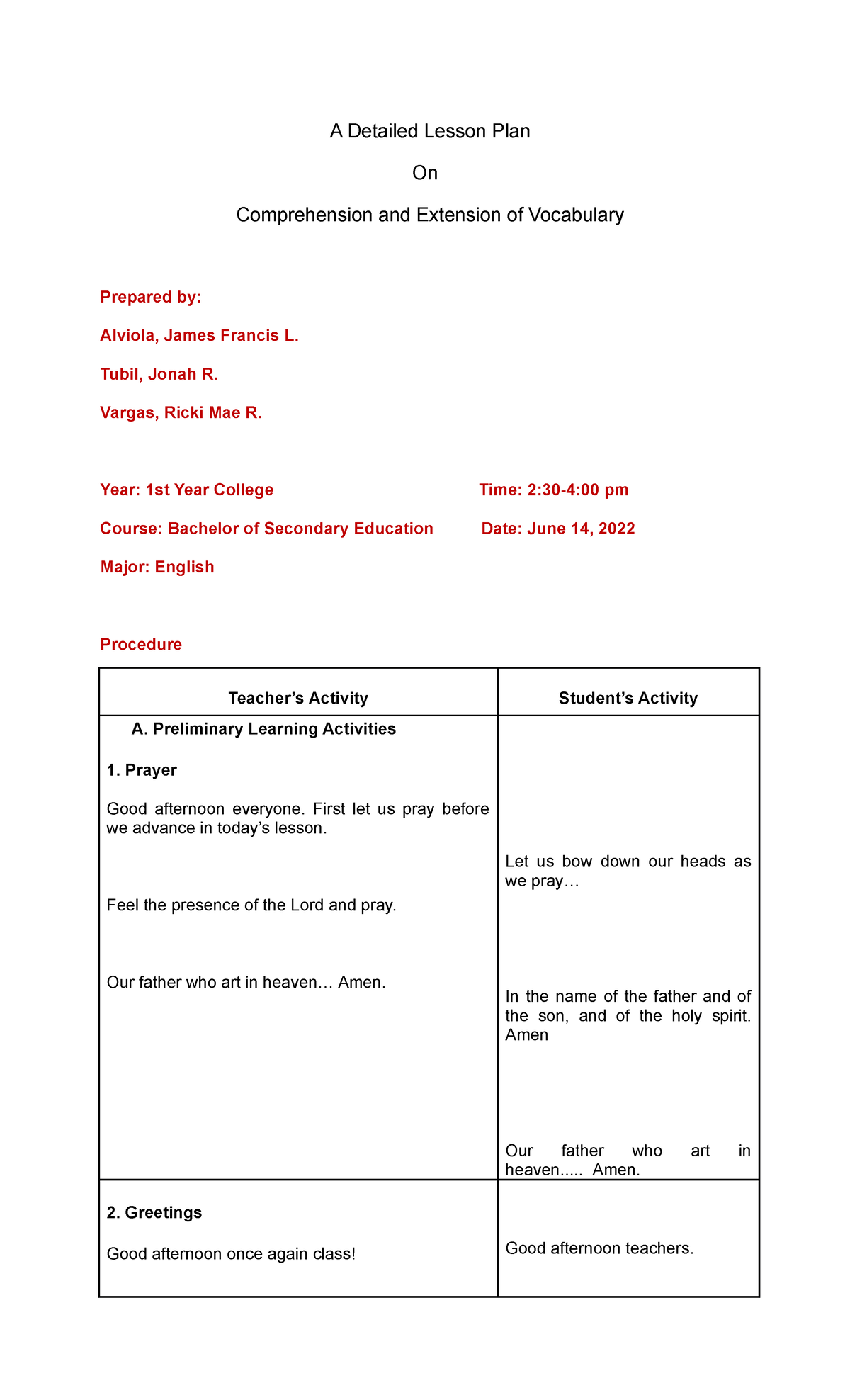 Detailed-lesson-Plan - A Detailed Lesson Plan On Comprehension and ...