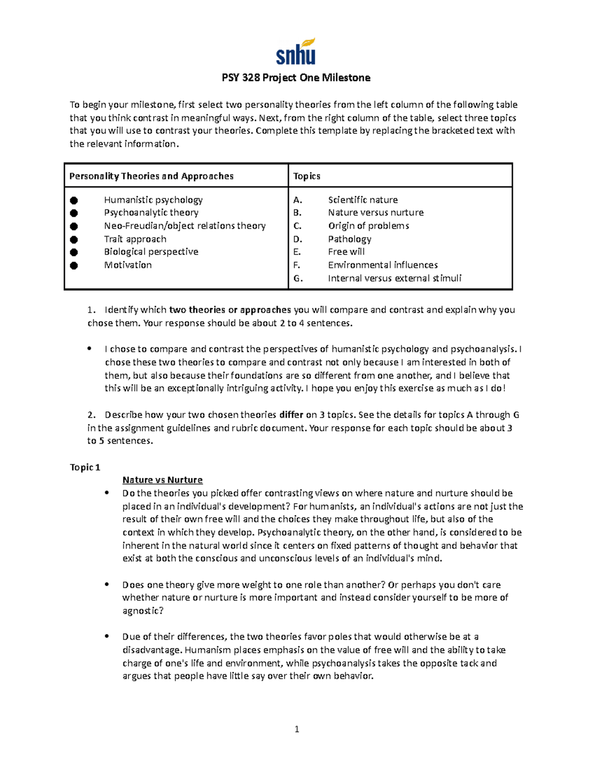 PSY 328 Project One Milestone - PSY 328 Project One Milestone To begin ...