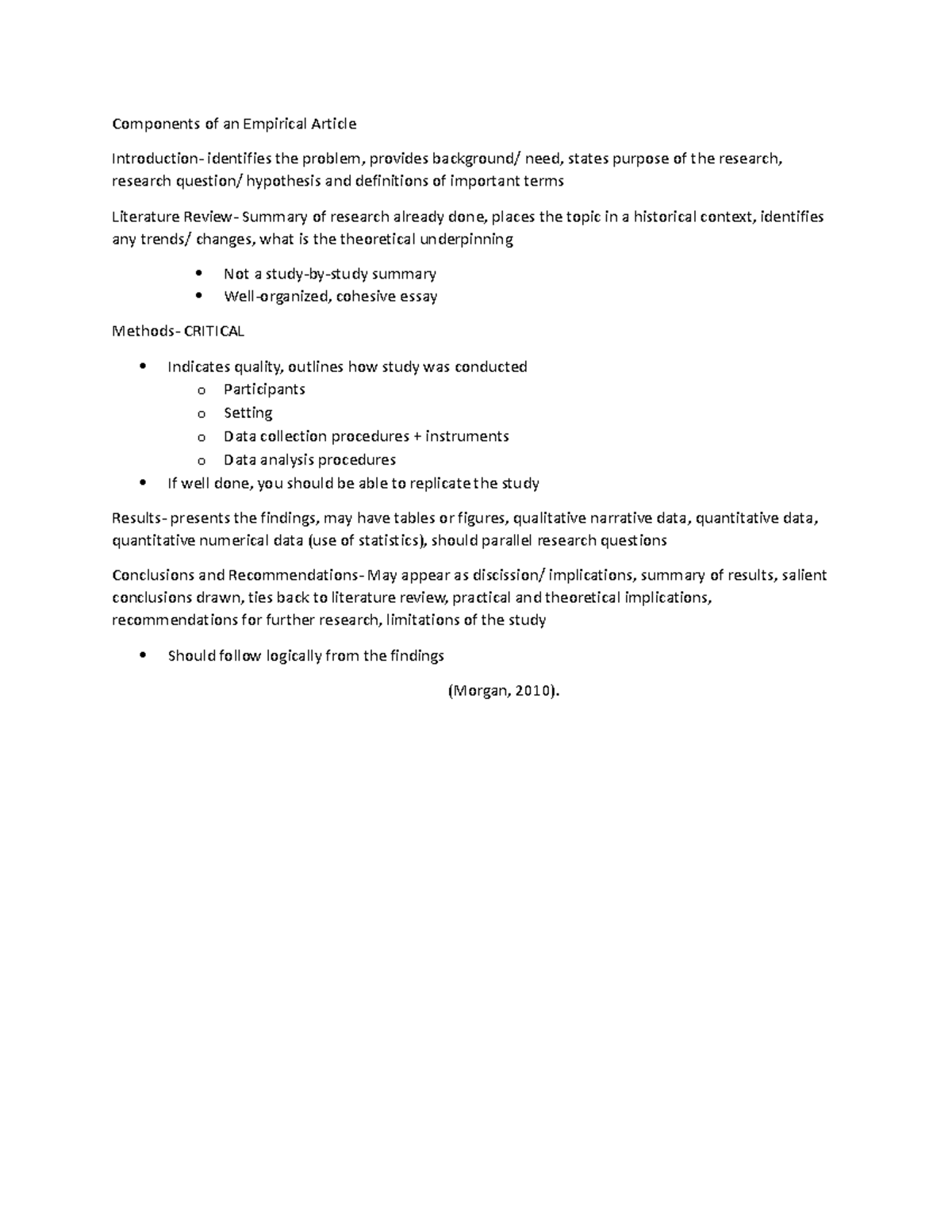 Components Of An Empirical Article Components Of An Empirical Article