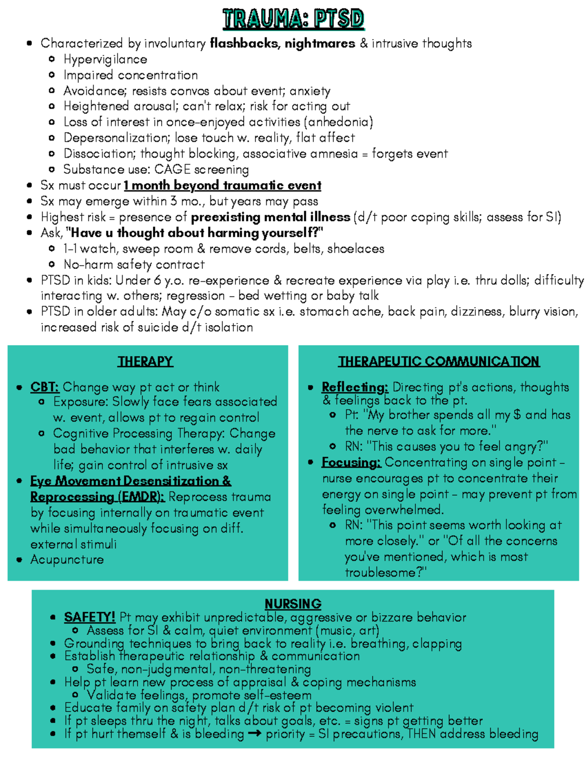 Trauma Ptsdpdf - Keep points of mental health and important drugs - TRAUMA: PTSDTRAUMA: PTSD ...