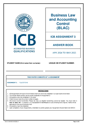 BLAC-ICB Assignment 3-QP-2022 - Page 1 of 10 Business Law and ...