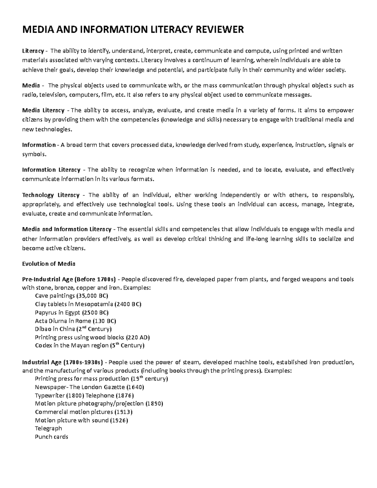 Media AND Information Literacy Reviewer - MEDIA AND INFORMATION ...