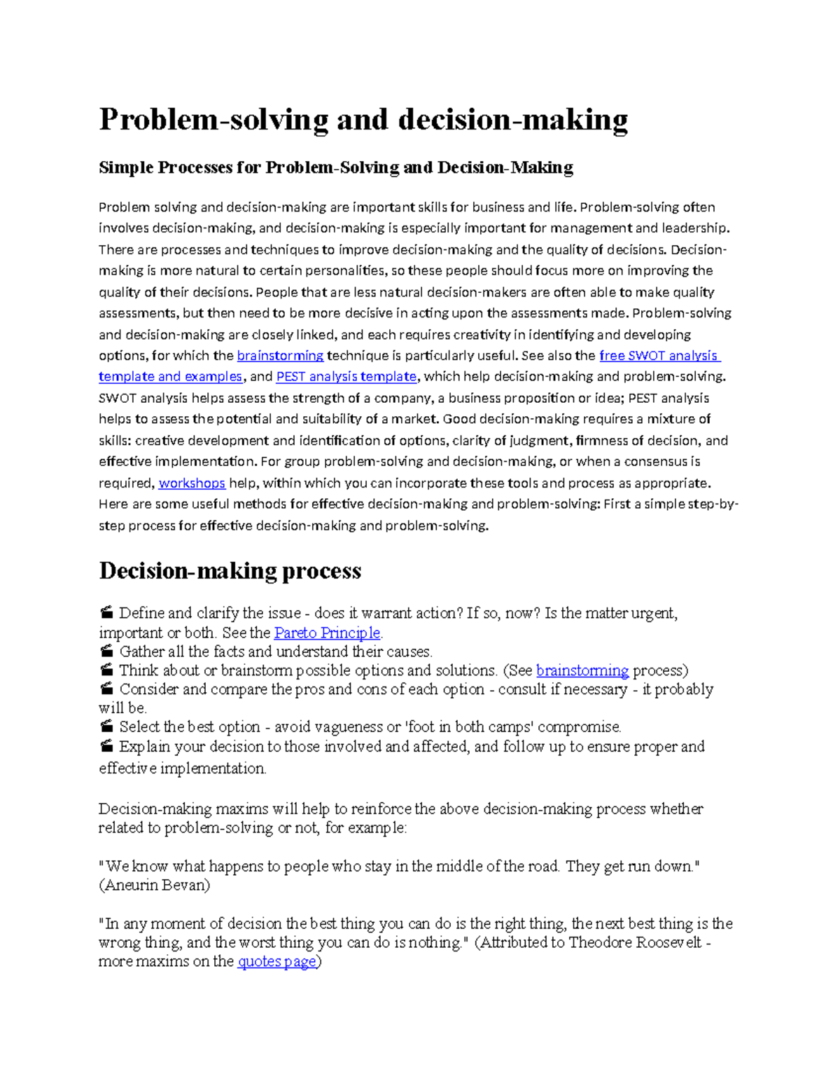 Decision Making - lecture guide - Problem-solving and decision-making ...