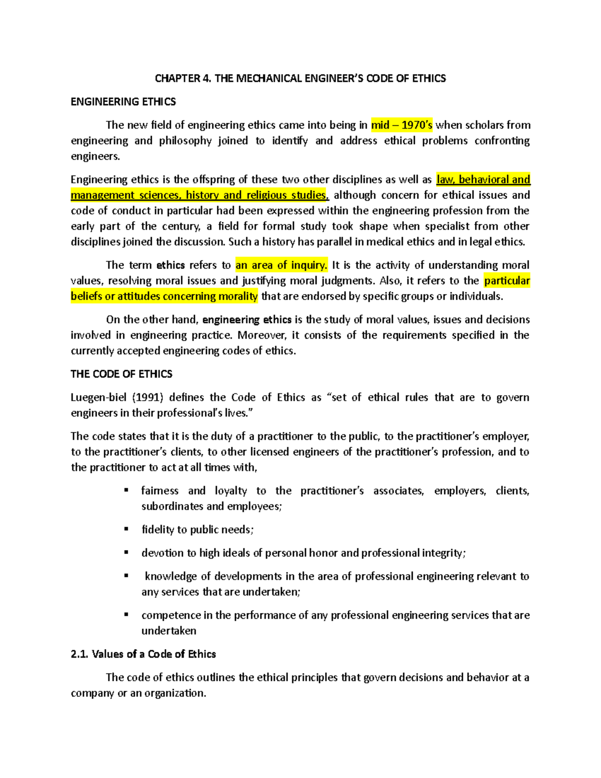 Chapter 4 - Medyo Summarize - CHAPTER 4. THE MECHANICAL ENGINEER’S CODE ...
