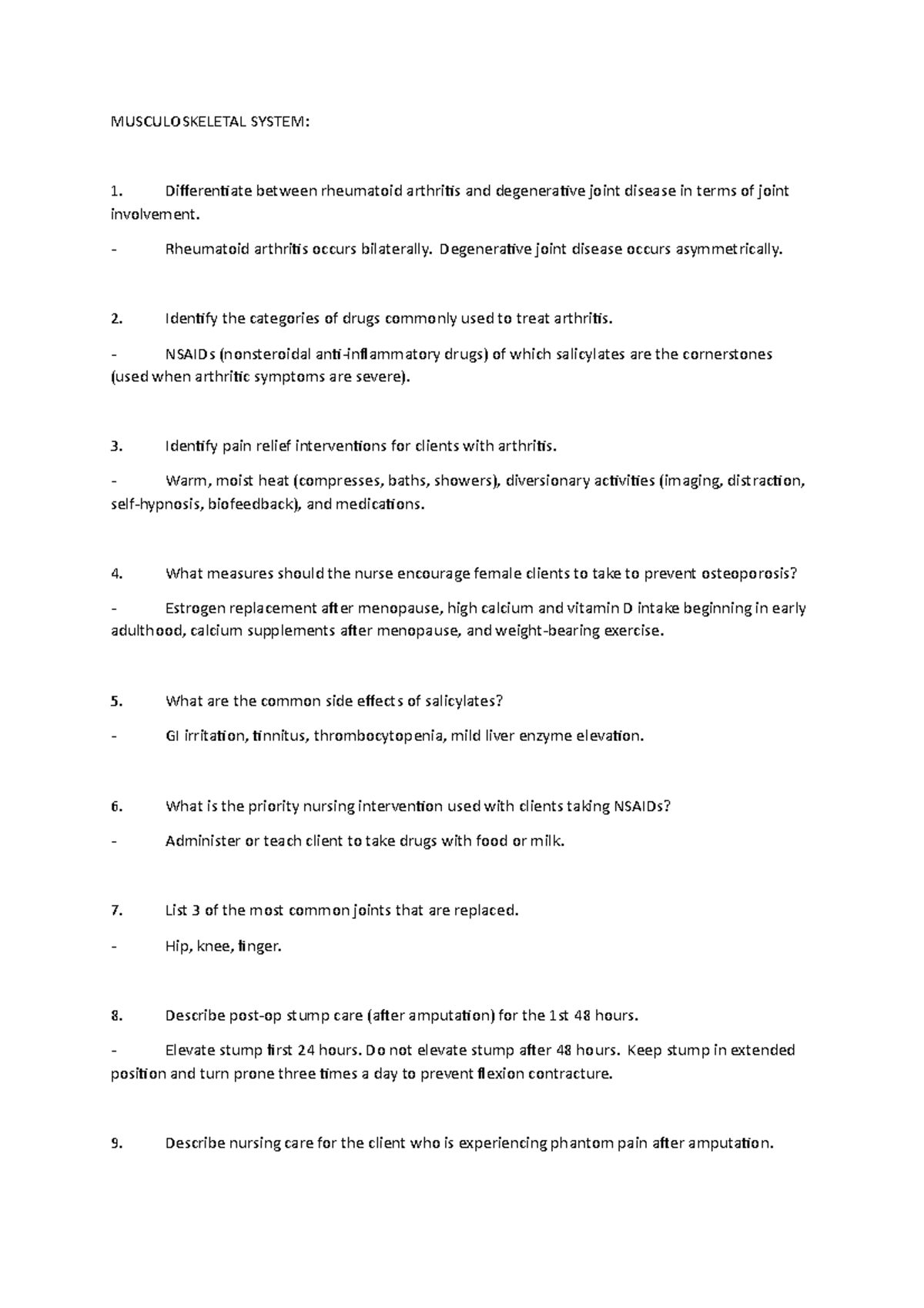 Musculoskeletal System - MUSCULOSKELETAL SYSTEM: 1.involvement between ...