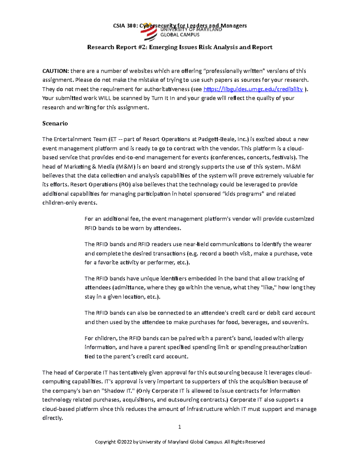 CSIA 300 Research Report #2 - Emerging Issues Risk Analysis 2022 ...