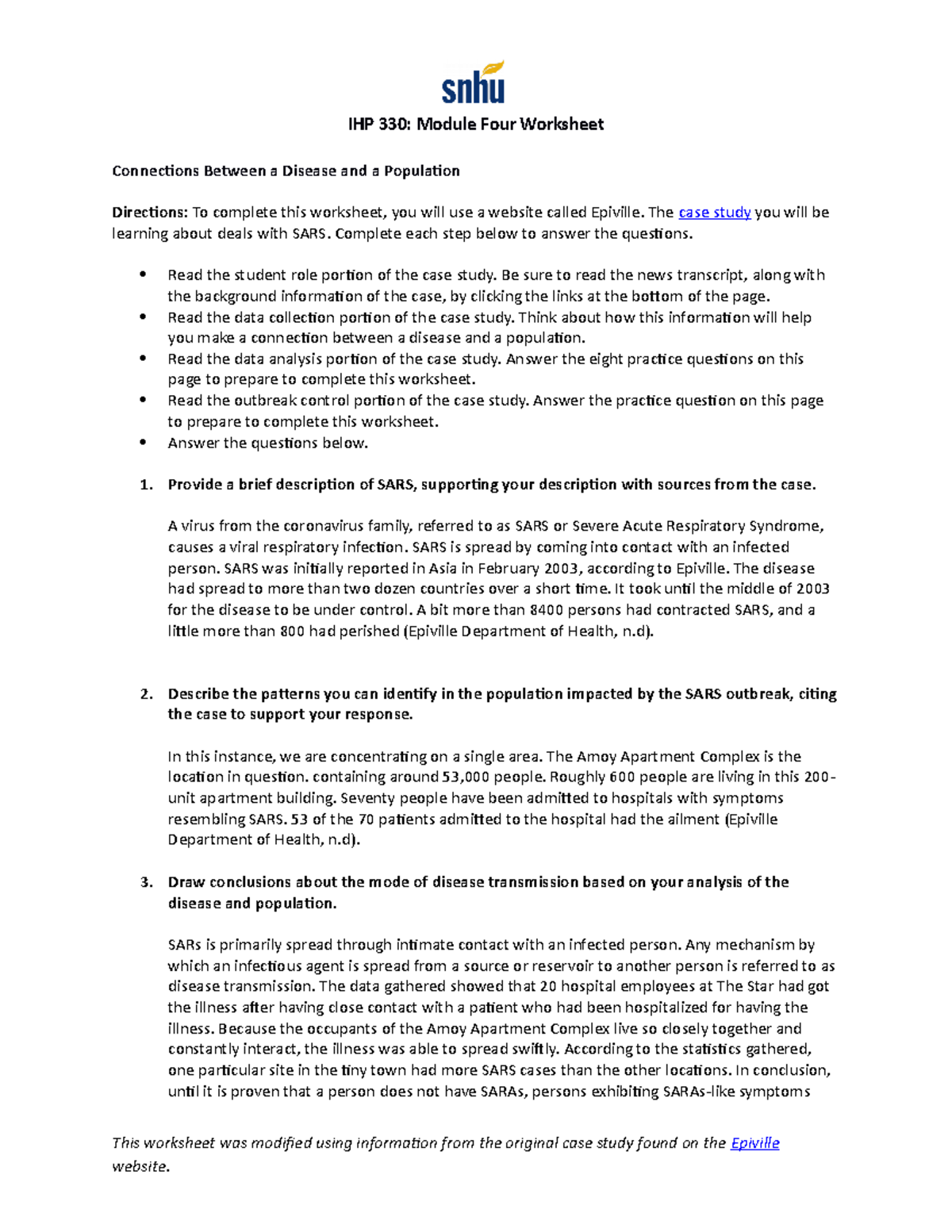 IHP 330 Module Four Worksheet - IHP 330: Module Four Worksheet ...