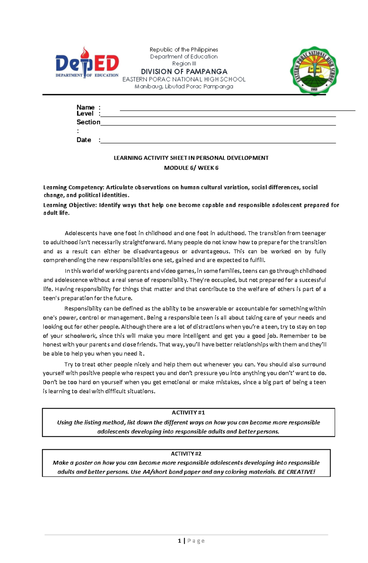 Per Dev-Week-6 - Modules - Level