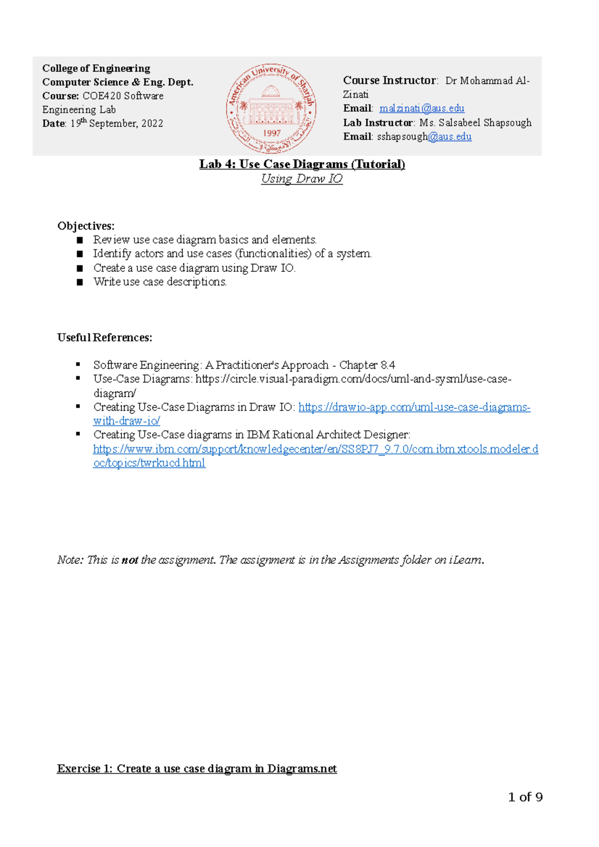 F22-COE420-Lab 4-Tutorial - College of Engineering Computer Science & Eng. Dept. Course: COE420 ...