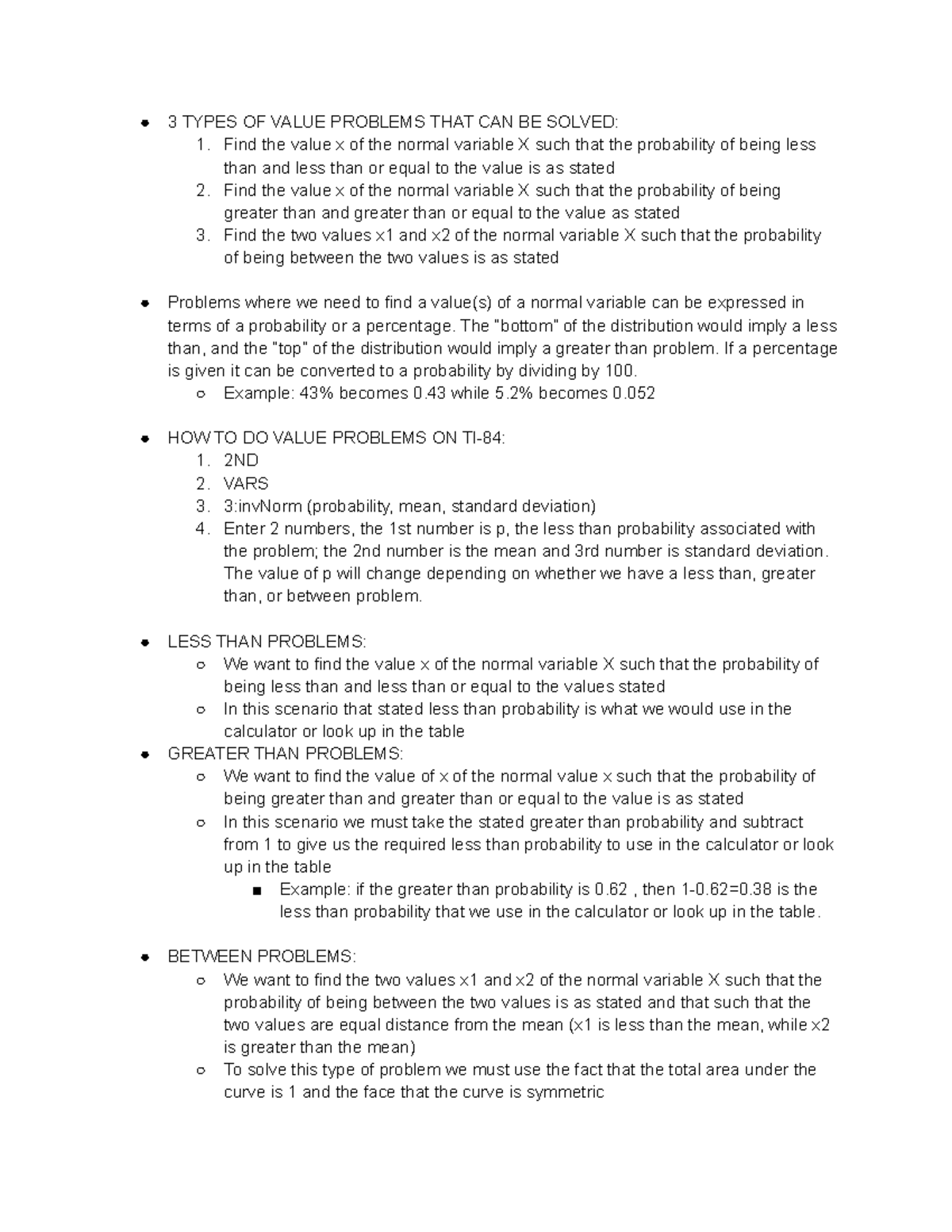 Module 6, Lesson 1 finding values normal distribution - 3 TYPES OF ...