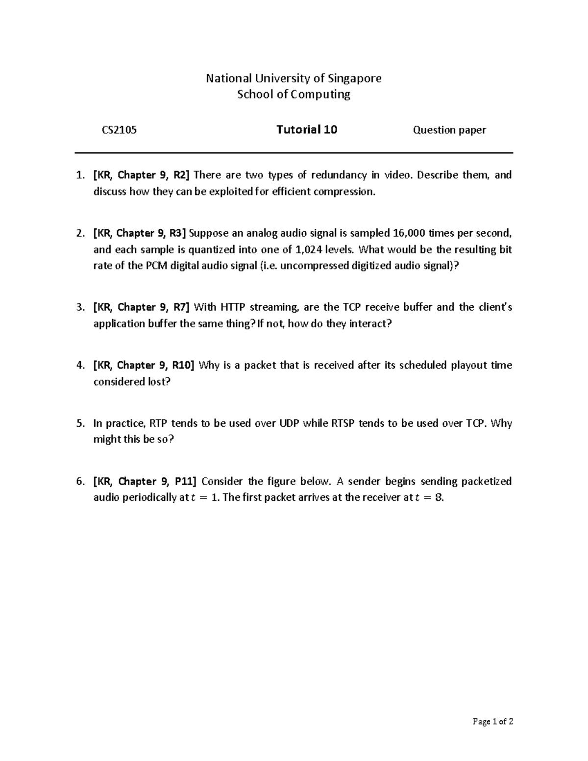 Tutorial 10 - CCCCCCCC - Page 1 of 2 National University of Singapore School of Computing CS2105 ...