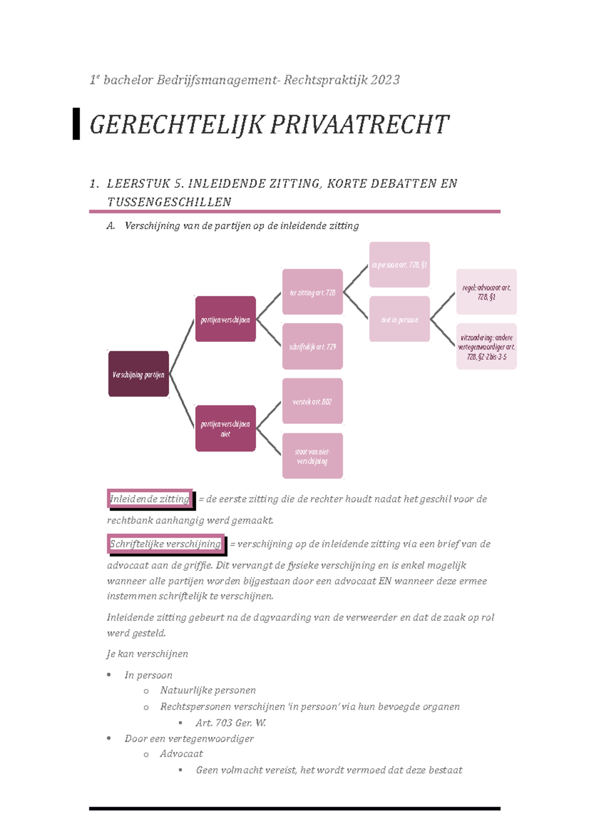 Gerechtelijk privaatrecht - ####### 1 e bachelor Bedrijfsmanagement ...