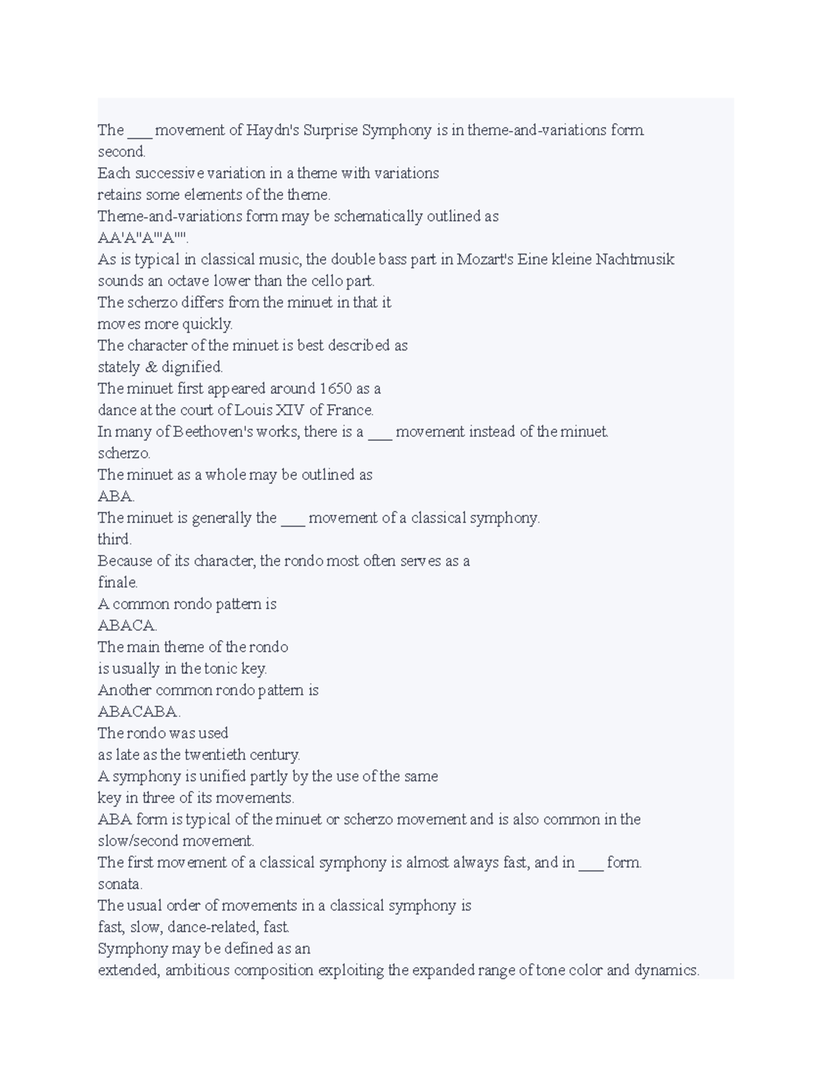 MUS 200 3 - The Movement oh Haydens Surprise Symphony - The ...