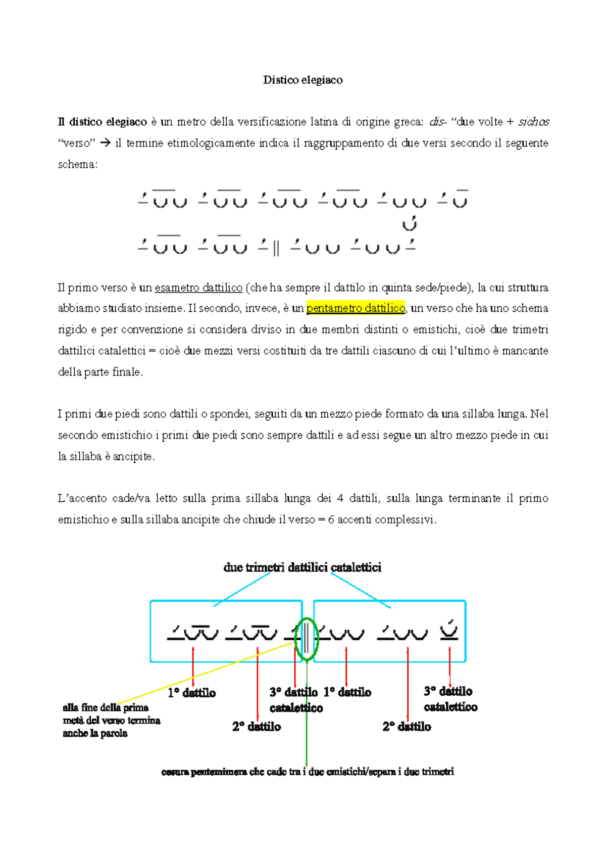 Metrica corso 2 - Distico elegiaco Il distico elegiaco è un metro della ...