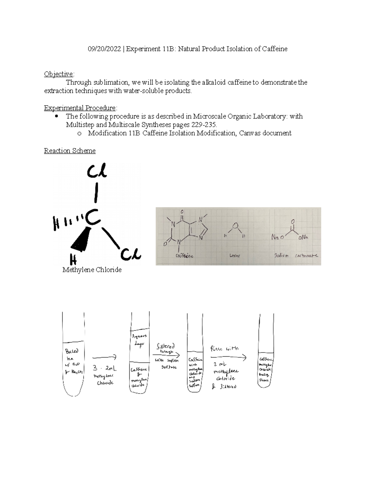 Lab 11B: Natural Product Isolation of Caffeine - 09/20/2022 ...