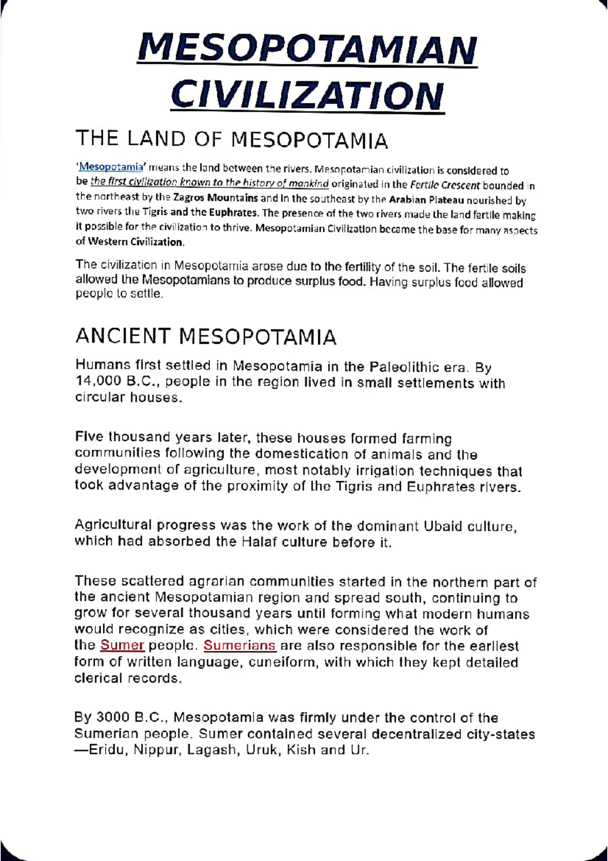 Mesopotamian civilization - social formations and cultural patterns of ...