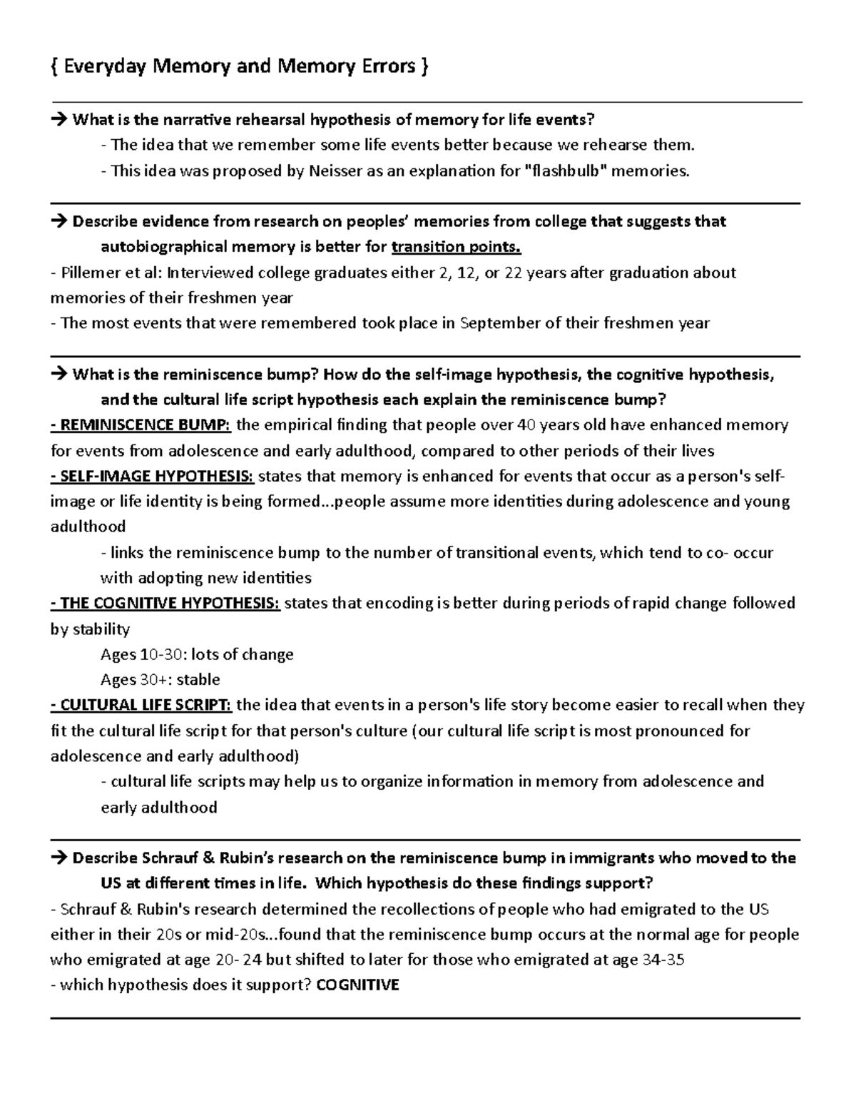 CH 8 Review Questions Answered copy - { Everyday Memory and Memory Errors } - Studocu