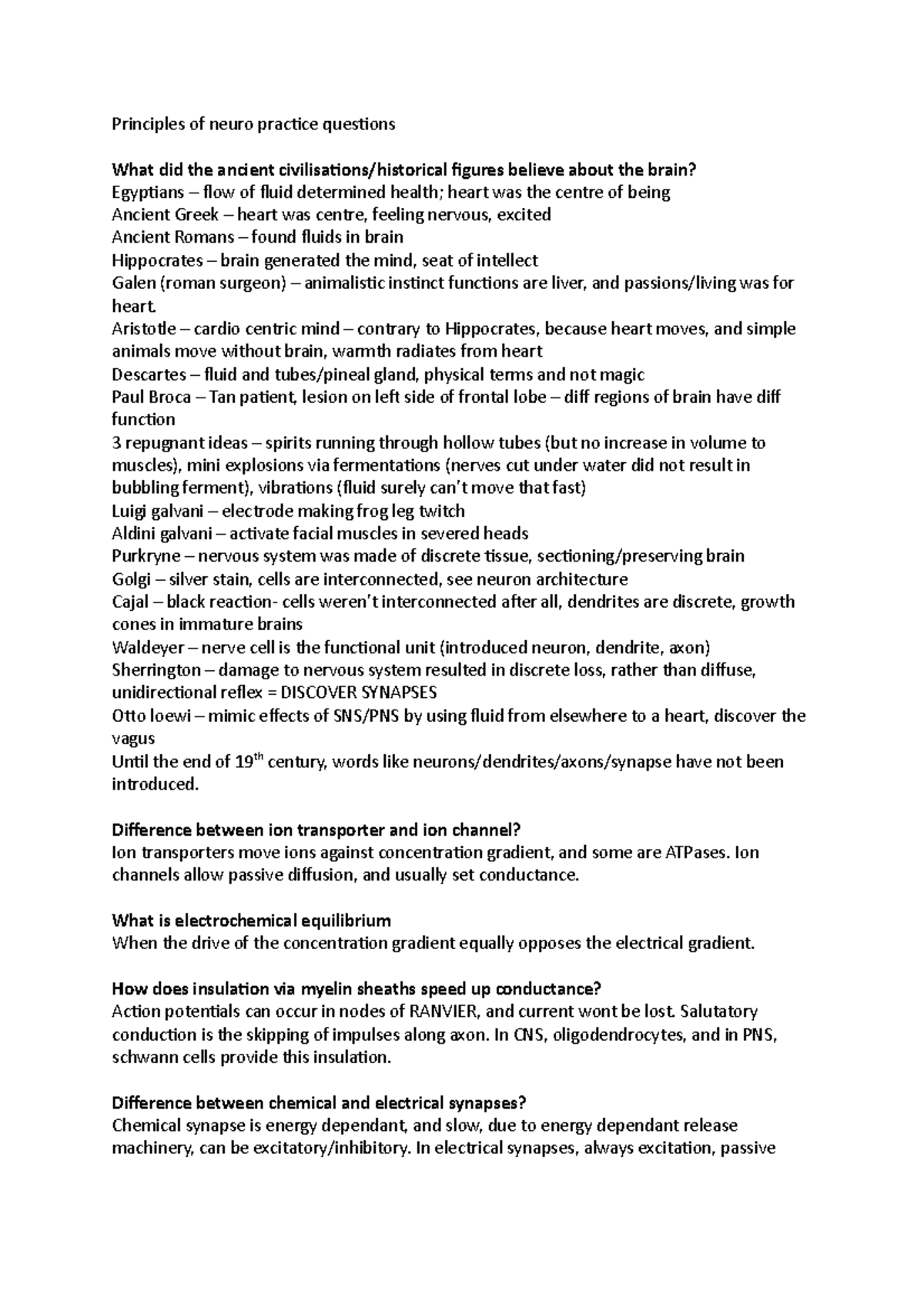 Principles of neuro practice questions & suggested answers (week 1 and ...