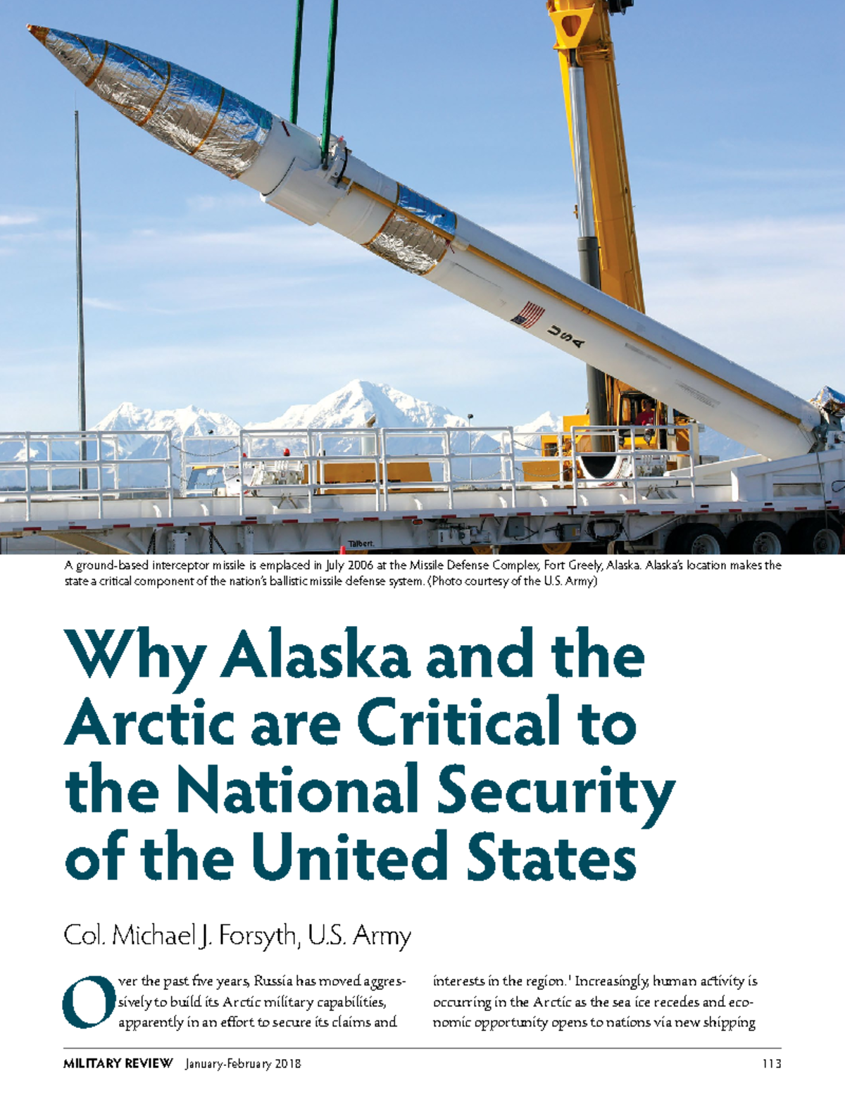 Forsyth why alaska and arctic are critical - MILITARY REVIEW January ...
