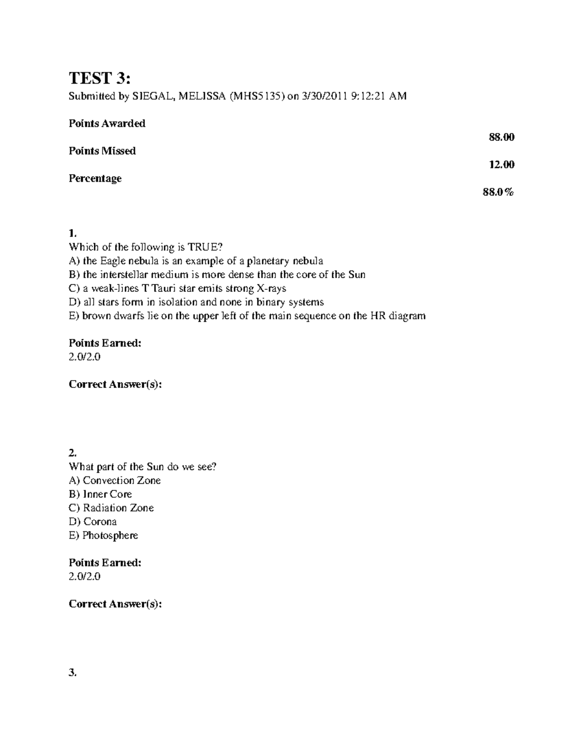 Astro exams 3 and 4 (4) practice - TEST 3: Submitted SIEGAL, MELISSA ...