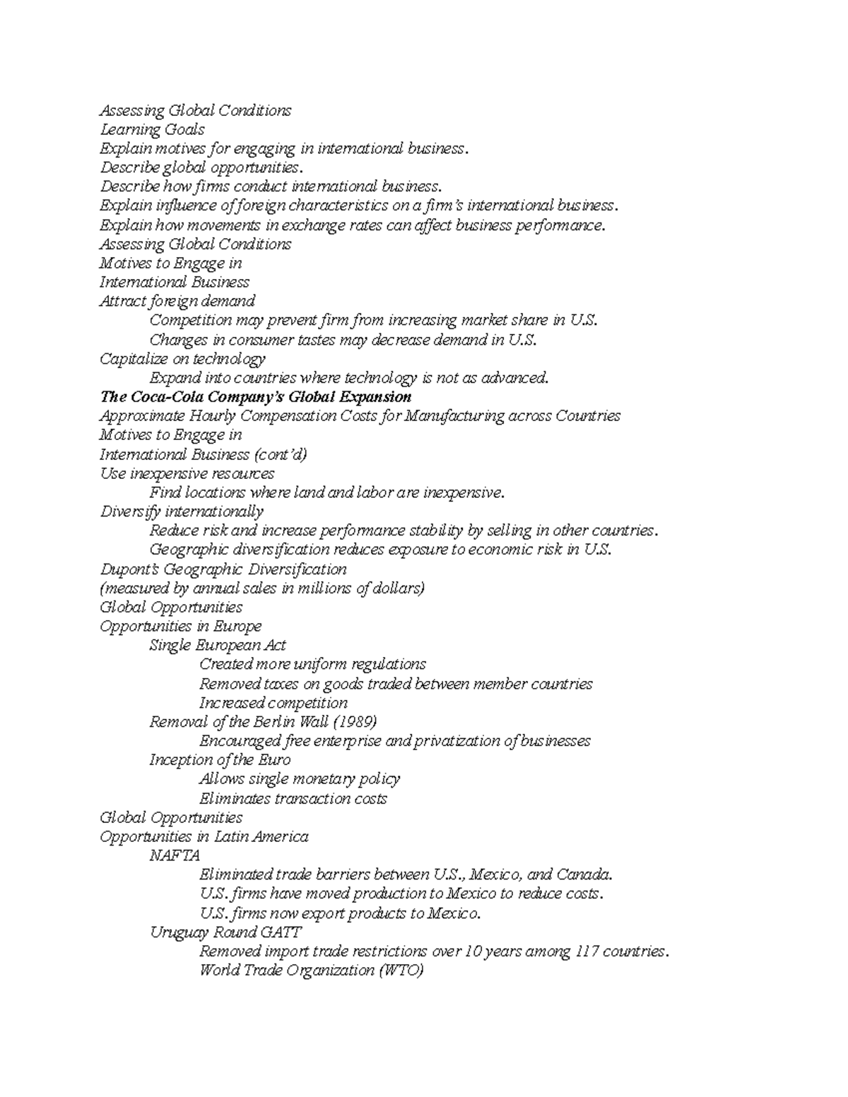 Assessing Global Conditions - Assessing Global Conditions Learning Goals Explain motives for ...