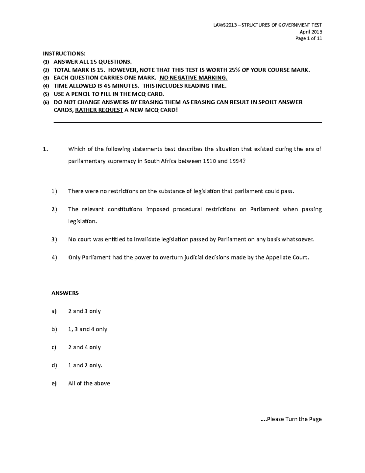 MCQ practice questions 2019 to Sakai - April 2013 Page 1 of 11 ...
