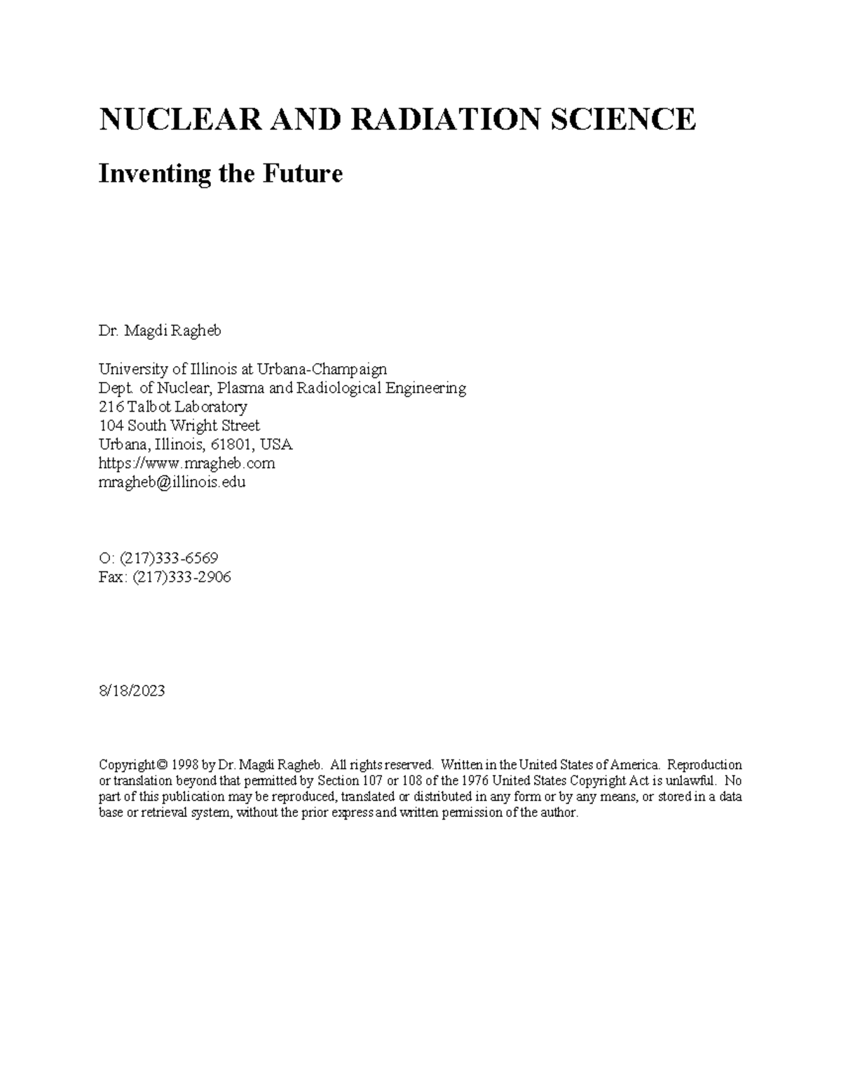 Title-Preface - Preface - NUCLEAR AND RADIATION SCIENCE Inventing the ...