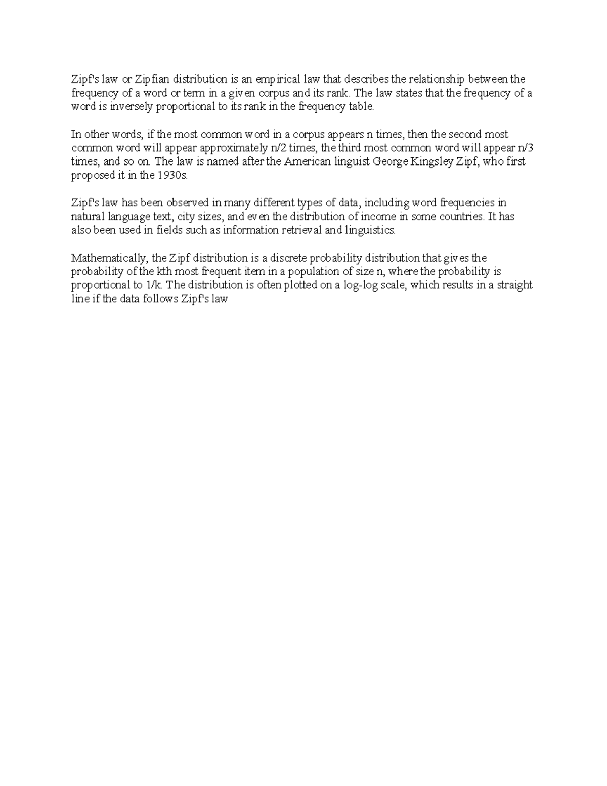 Zipfian Law - Zipf's law or Zipfian distribution is an empirical law ...