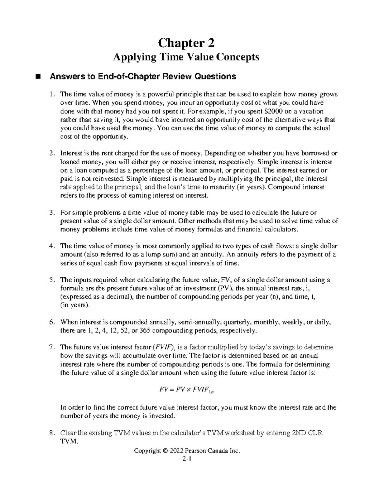 Chapter 2 Solutions - Copyright © 2022 Pearson Canada Inc. Chapter 2 ...