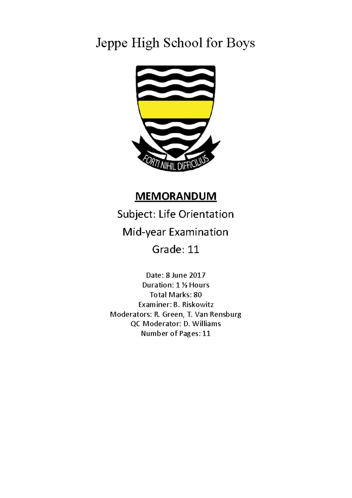 Memo Grade 11 LO Exam Term 2 - 2017 Final - Jeppe High School for Boys ...