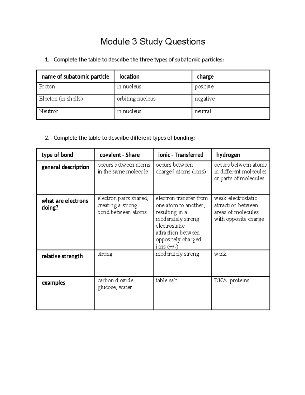 Module 3 - Study Questions - Complete the table to describe the three ...