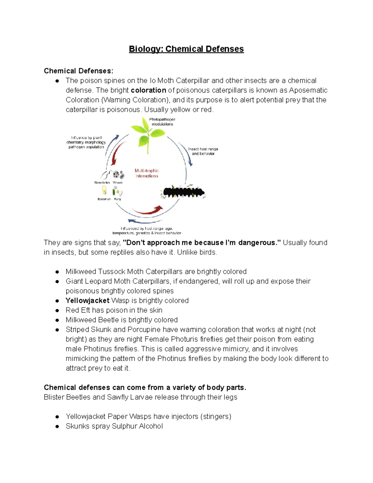 Biology Chemical Defenses - Biology: Chemical Defenses Chemical ...