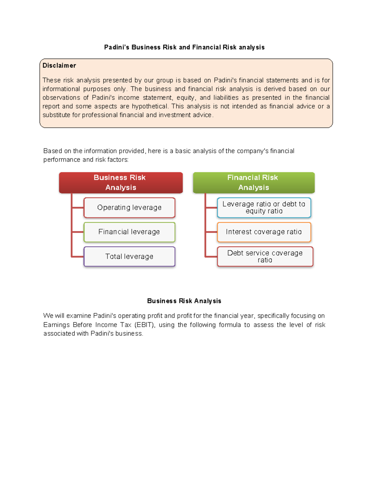 Padini Business Risk and Financial Risk analysis - Business Risk ...