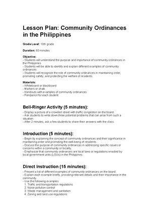 Lesson Community Ordinances in the Philippines - Community Ordinances ...