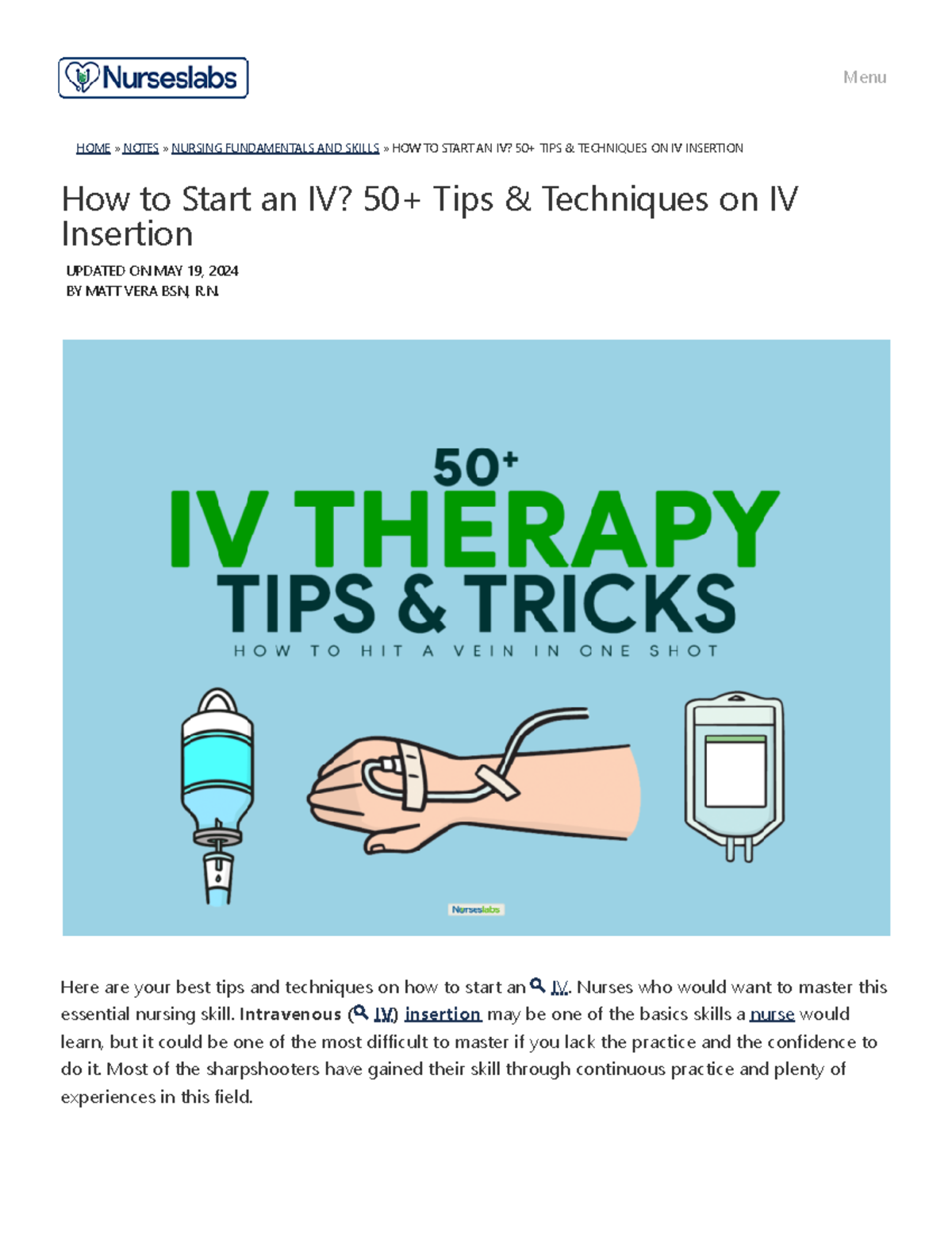 How to Start an IV 50+ Tips on IV Insertion, Rolling Veins (2020 Update ...