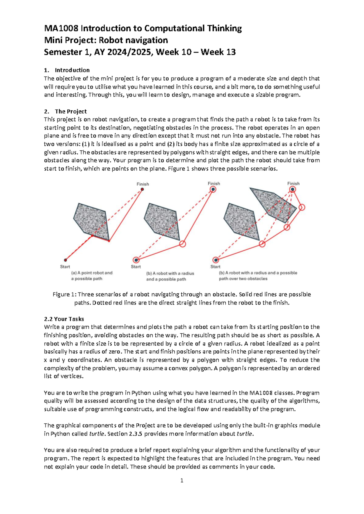 MA1008 Mini Project Sem 1 2024 - MA1008 Introduction to Computational Thinking Mini Project ...