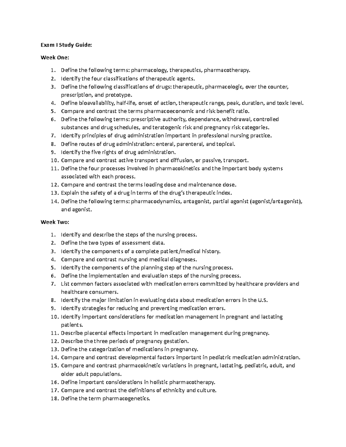 Exam I Study Guide 2023 - It is good - Exam I Study Guide: Week One ...