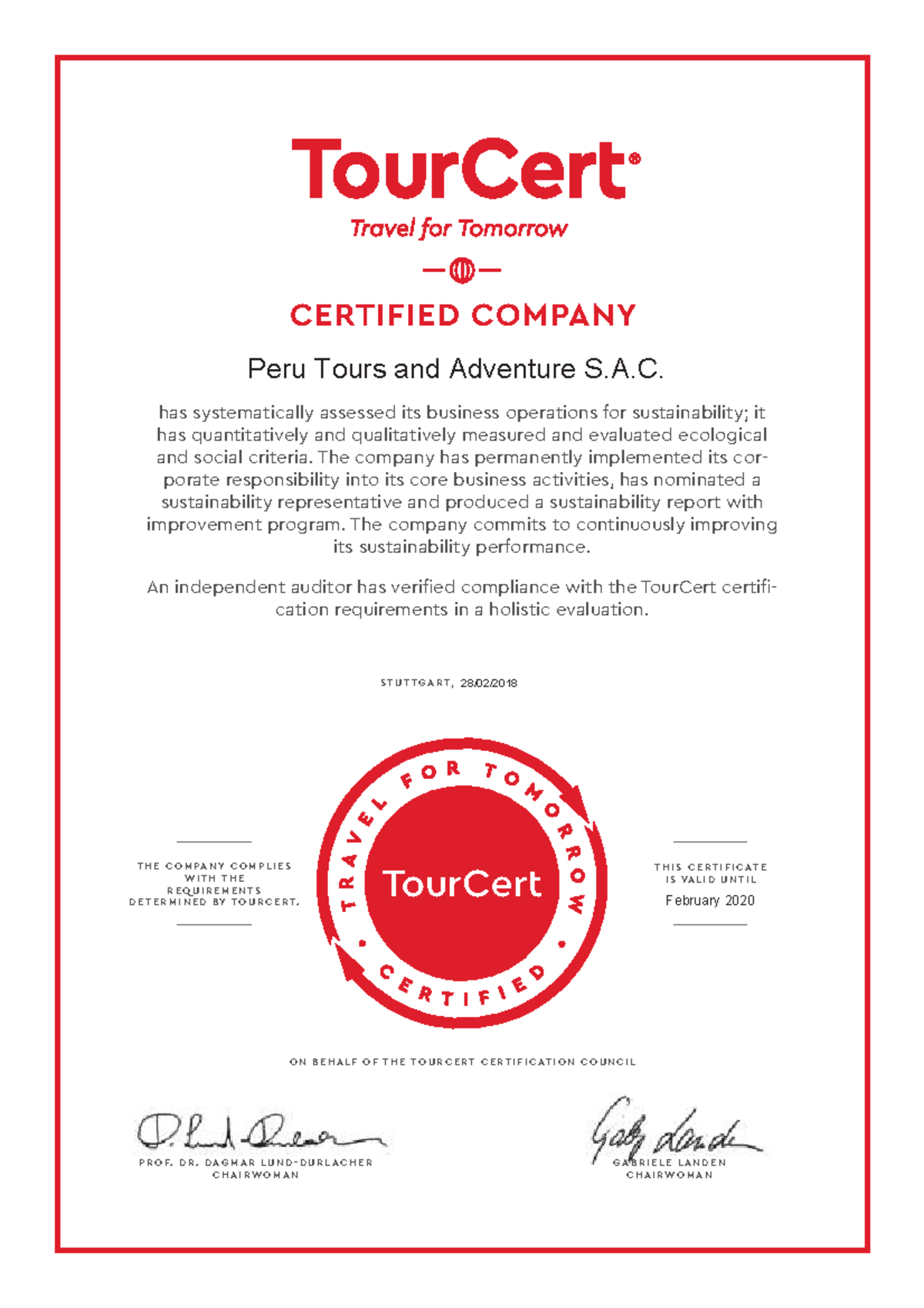 Tour Cert Certification Peru Tours and Adventure compressed - CERTIFIED ...